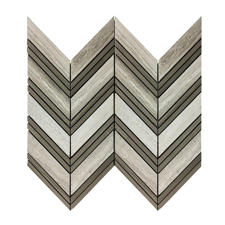 Chevron Arrow Marble Backsplash - 13.5" x 14.5" Sheet